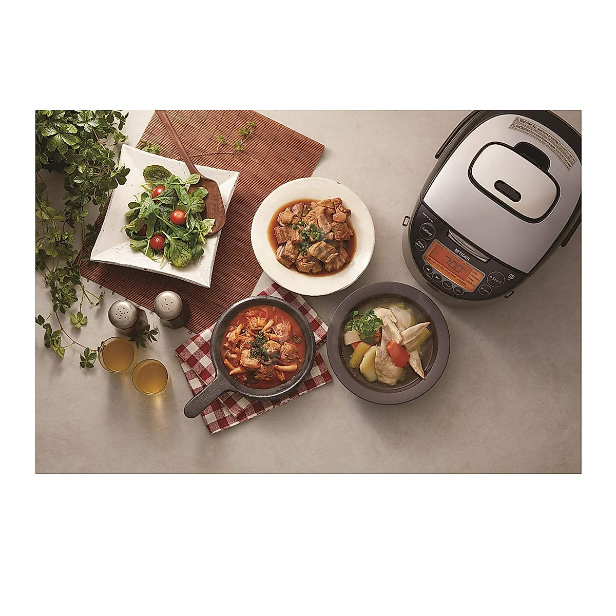 Tiger Corporation JKT-D18U 10-Cup Capacity Induction Heating Electric Rice Cooker with 12 Menu Setting, 24-Hour Keep Warm Setting, Spatula and Measuring Cup (Black and Stainless Steel)