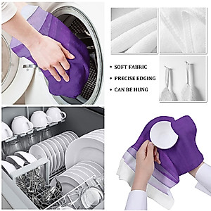 Kitchen Towels Set Ombre Purple Dish Towel Lavender Purple White Dishcloths 3 Pack, 18x28 Inches Absorbent Soft Cotton Dish Cloths Bar Towels & Tea Towels