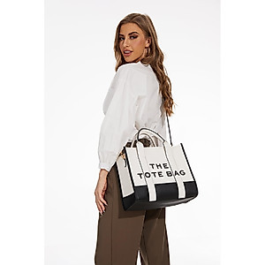 KALIDI The Tote Bag for Women tote purse with Zipper, Faux Leather/Canvas tote bags Shoulder Bag Crossbody Handbag1