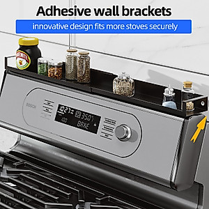 SZJHXIN Kitchen Shelf for Stove Top, Magnetic Shelf Over the Stove Stainless Steel Kitchen Spice Storage Adjustable Length from 15"-30"