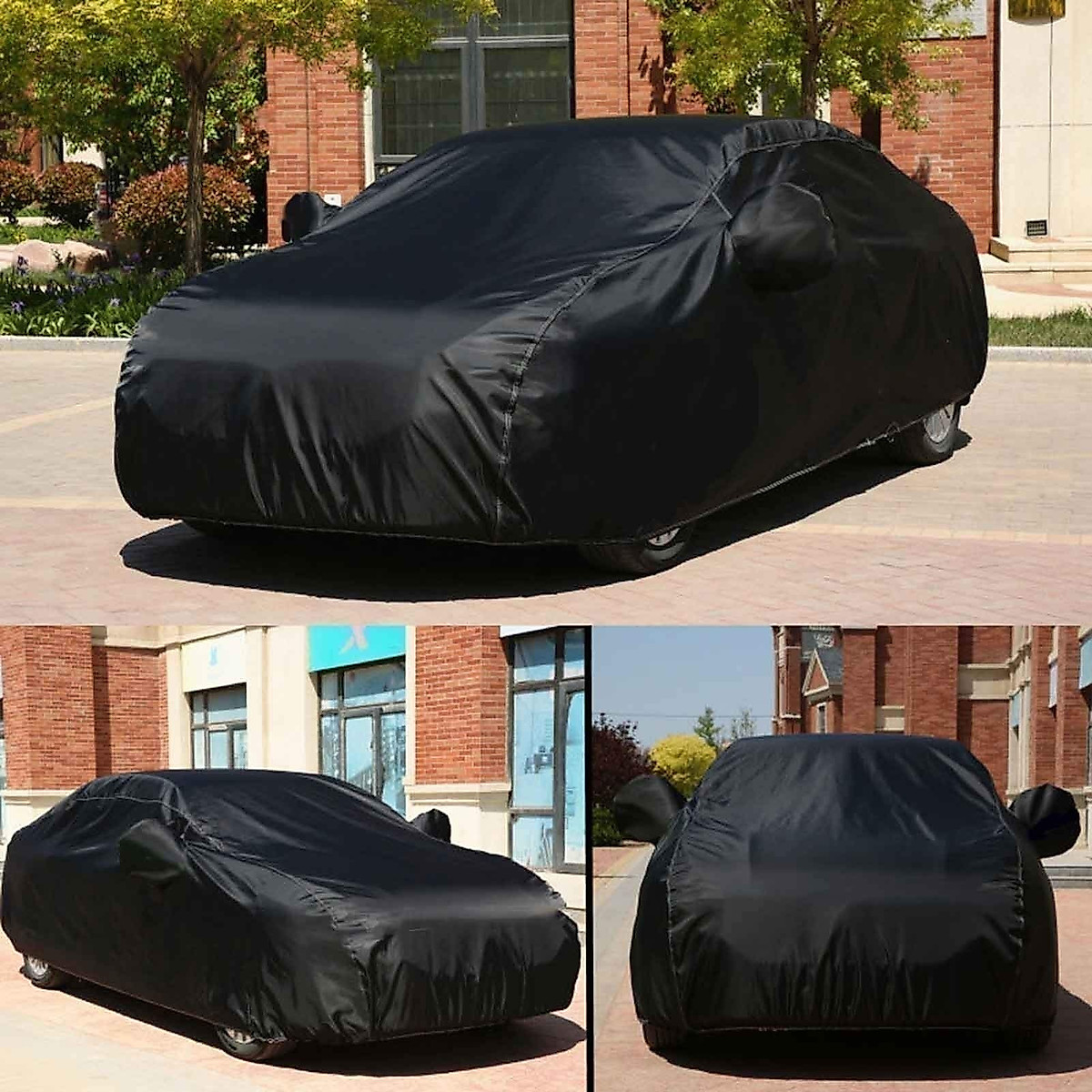 Dustproof Waterproof Car Cover Compatible With DS Automobiles DS3 CABRIO DS3 CROSSBACK DS4 CROSSBACK DS5 DS7 CROSSBACK Sun Protection Against Rain Snow Windy ( Color : Black , Size : DS7 CROSSBACK )