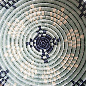 Small African Basket- Kayumba/Rwanda Basket/Woven Bowl/Sisal & Sweetgrass Basket/Blues, White