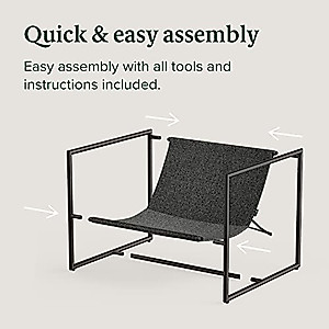 ZINUS Aidan Sling Accent Chair / Metal Framed Armchair with Shredded Foam Cushioning, Dark Grey