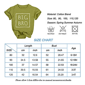 Big Brother Shirt Toddler Baby Boy Promoted to Big Brother Announcement Tshirt Infant Short Sleeve Clothes Green