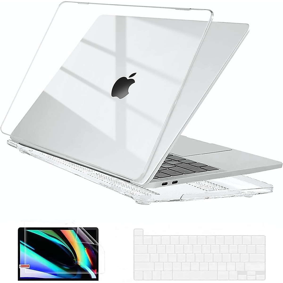 EooCoo Compatible with 2023 2022 M2 MacBook Pro 13 inch Case 2021-2016 Release M1 A2338 A2289 A2251 A2159 A1989 A1706 A1708 Protective Hard Case with Keyboard Cover, Screen Protector - Crystal Clear