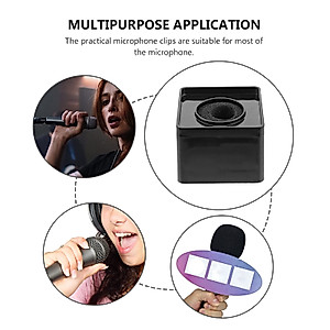 Lurrose Custom Signs Square Cube Shaped Microphone Flag Station Interview KTV Mic Portable Microphone Logo Flag Station (Black) Desktop Mic Stand