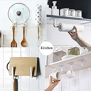 Habychoi Multifunctional Heavy Duty Storage Hooks - Self Adhesive Punch-Free Utility Wall Hooks Multipurpose in Kitchen Bathroom (4Packs)