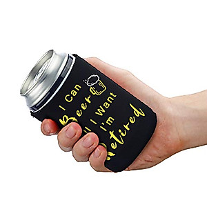 2 Funny Retirement Can Coolers Gifts for Men And Women-12 OZ Collapsible Neoprene Can Beer Bottle Beverage Cooler Cover Insulator Holder Sleeve for Cola Beer Soda - 2 Pack