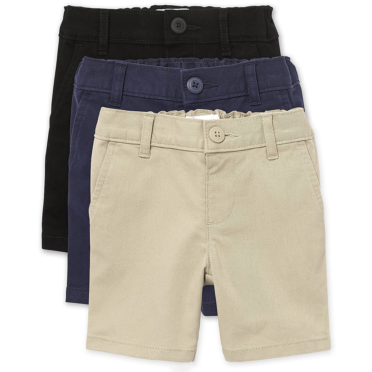 The Children's Place Baby Girls and Toddler Girls Chino Shorts, Black/Sandy/Tidal, 5T