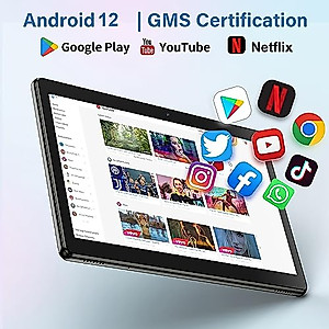 Android Tablet, 10 inch Android 12 Tablet, 2GB RAM 32GB ROM, 512GB Expand Android Tablet with Dual Camera, WiFi, Bluetooth, IPS HD Touch Screen, Google GMS Certified