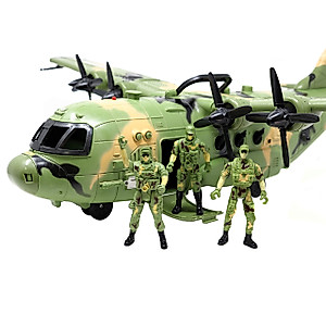 Smart Novelty Giant C130 Bomber Army Airplane Toy for Kids - Air Force Combat Military Fighter Toy Airplane with Lights and Sounds and Mini Soldiers Army for Boys Gift