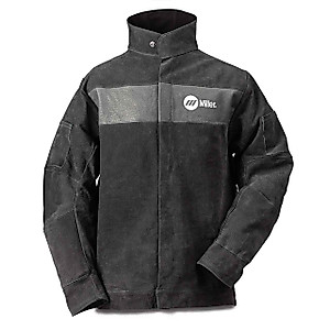 Welding Jacket, 2XL, 30" L, Gray, Leather
