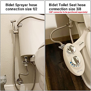 Bidet T Adapter with Shut-Off Valve, Brass T Valve Adapter for Bidet, 3 Way Tee Connector 7/8”1/2”16/15”, T Valve Bidet Attachment for Toilet