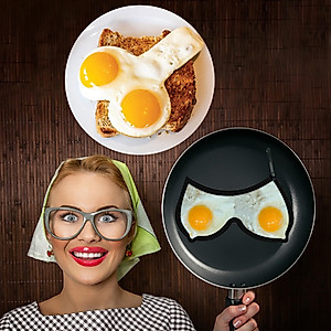 2-Pack Funny Egg Fryer, Stainless Steel DIY Egg Cooking Rings Molds, Professional Non-Stick Egg Pancake Cooking Tool with Foldable Handle