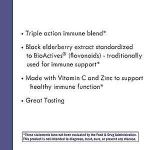 Nature's Way Sambucus Black Elderberry Gummies with Vitamin C and Zinc, 60 Gummies