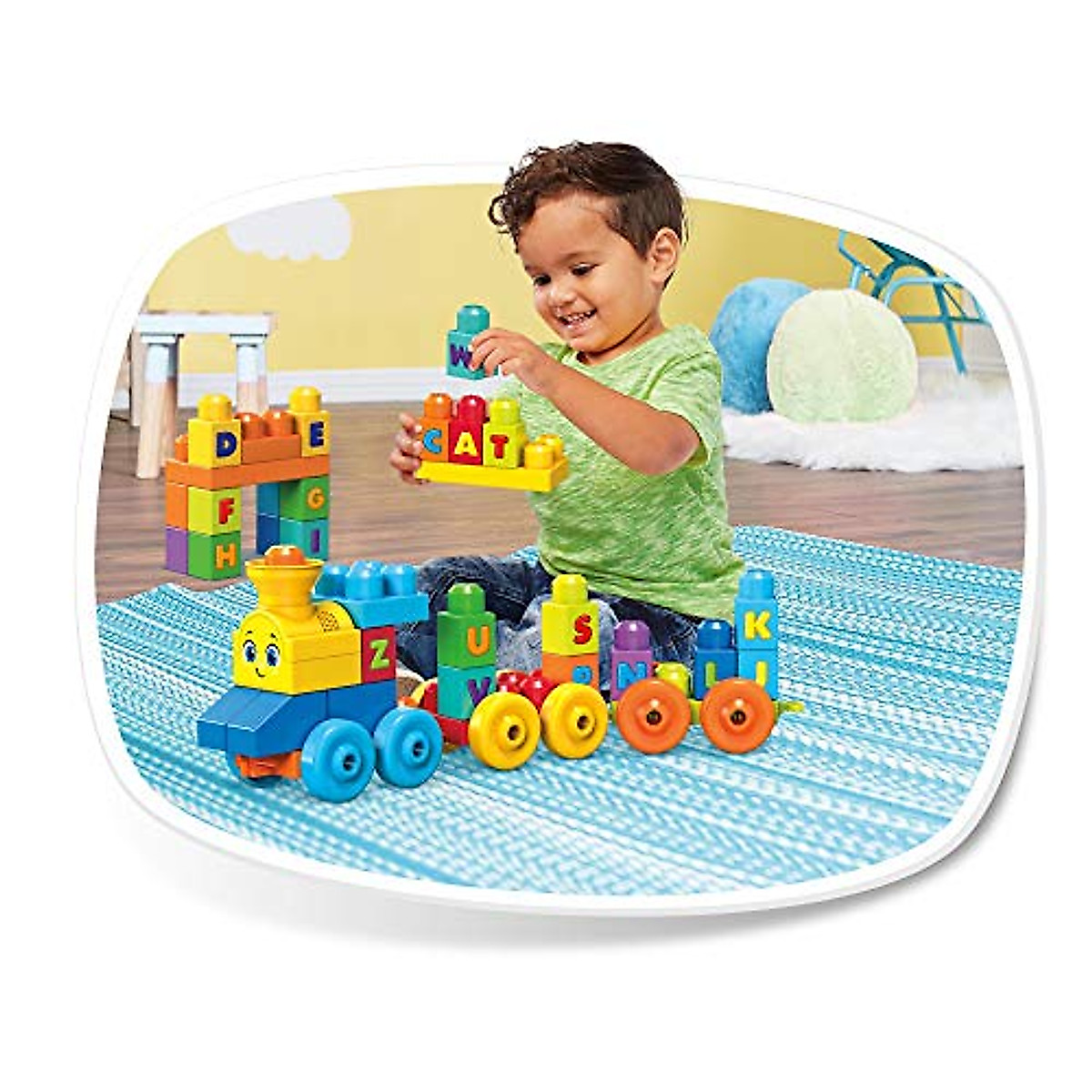 MEGA BLOKS Fisher-Price ABC Blocks Building Toy, ABC Musical Train with 50 Pieces, Music and Sounds for Toddlers, Gift Ideas for Kids Age 1+ Years
