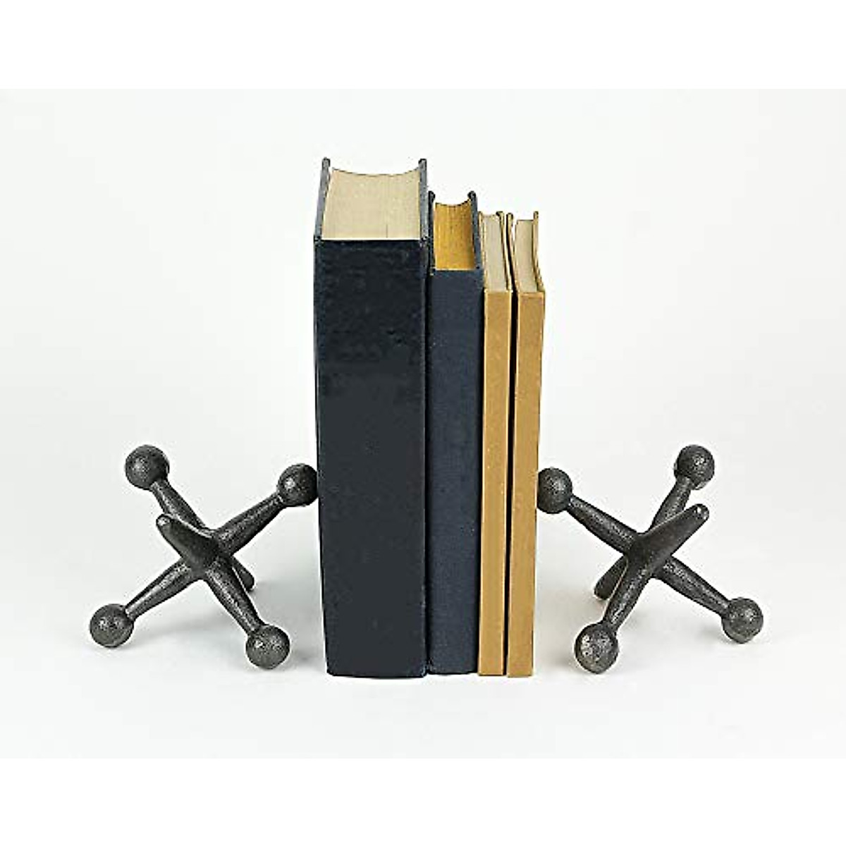 Retro Matte Grey Cast Iron Giant Jack Decorative Bookends - Table Sculptures - Door Stops 3.75 Inches Long