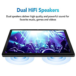 Airshi 10.1in Tablet, Smart Call Tablet Octa Core Processor 1920x1200 Resolution for Studying for Entertainment (Black)