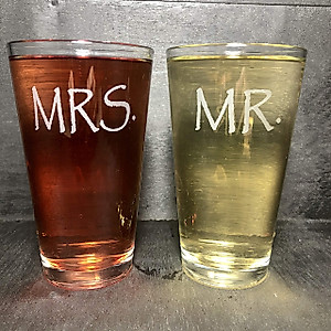 Alankathy Mugs Wifey Hubby Mr Mrs Wine glass Beer Rock (SET OF 2 BEER MR & MRS)