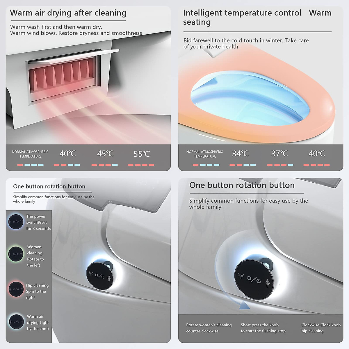 Bidet Toilet Smart Toilets for Bathrooms Modern Toilet with Bidet Built In One Piece Toilet Dual Flush Toilet with Foam Shield, Lubricate Inner Walls, Night Light Illumination (Foam_01)