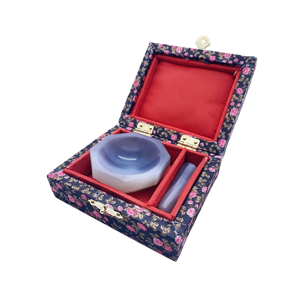 KOLAMOON ID: 50MM 1.97" Lab Grinding Natural Agate Mortar and Pestle Set Standard Form Inner Diameter 50mm Inner Depth 15 mm