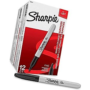 Sharpie Permanent Markers, Fine Point, Black, 24-Count - New
