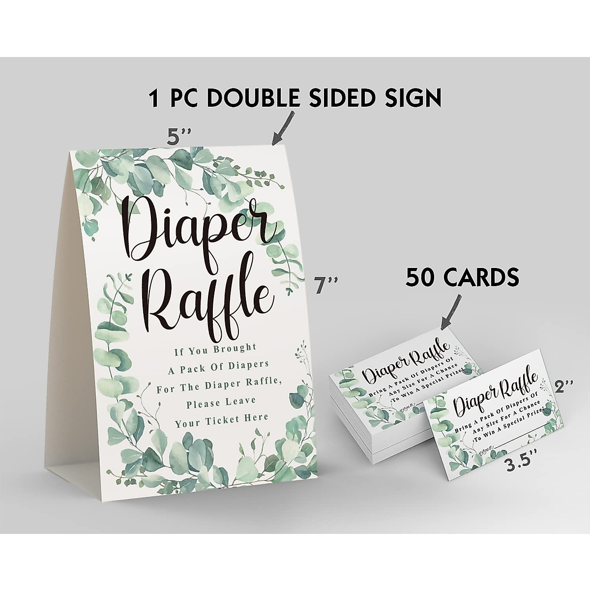 Diaper Raffle Tickets for Baby Shower Sign，Baby Shower Invitations with Diaper Raffle Cards - Baby gender neutral tickets(1 Sign with 50 Raffle Tickets) Toctose022