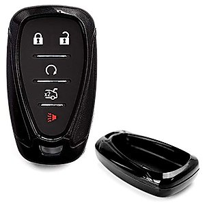 iJDMTOY Glossy Metallic Black Exact Fit Key Fob Shell Cover Compatible With 2016-up Chevrolet Camaro Cruze Spark Volt, 2017-up Malibu Bolt Sonic Trax, etc