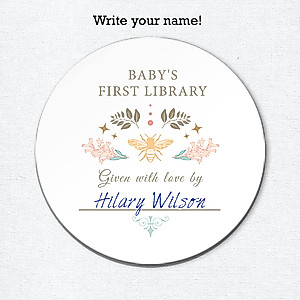 Port of Reverie Bookplate Self-Adhesive Stickers, Set of 48 From the Library of Stickers, Bee Themed Baby Shower