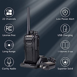 Retevis RT27 Walkie Talkies,Two Way Radio with Shoulder Speaker Mic,2 Way Radios Long Range,USB Charging Base,Local Alarm,Walkie Talkie for Adults Construction Site School Security(5 Pack)