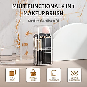 BS-MALL Makeup Brush Set Travel Premium Synthetic Foundation Powder Concealers Eye shadows Blush Makeup Brushes Purse Size With Case (Black)