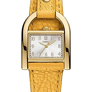 Fossil Women's Harwell Quartz Stainless Steel and Leather Three-Hand Watch, Color: Gold, Yellow (Model: ES5281)