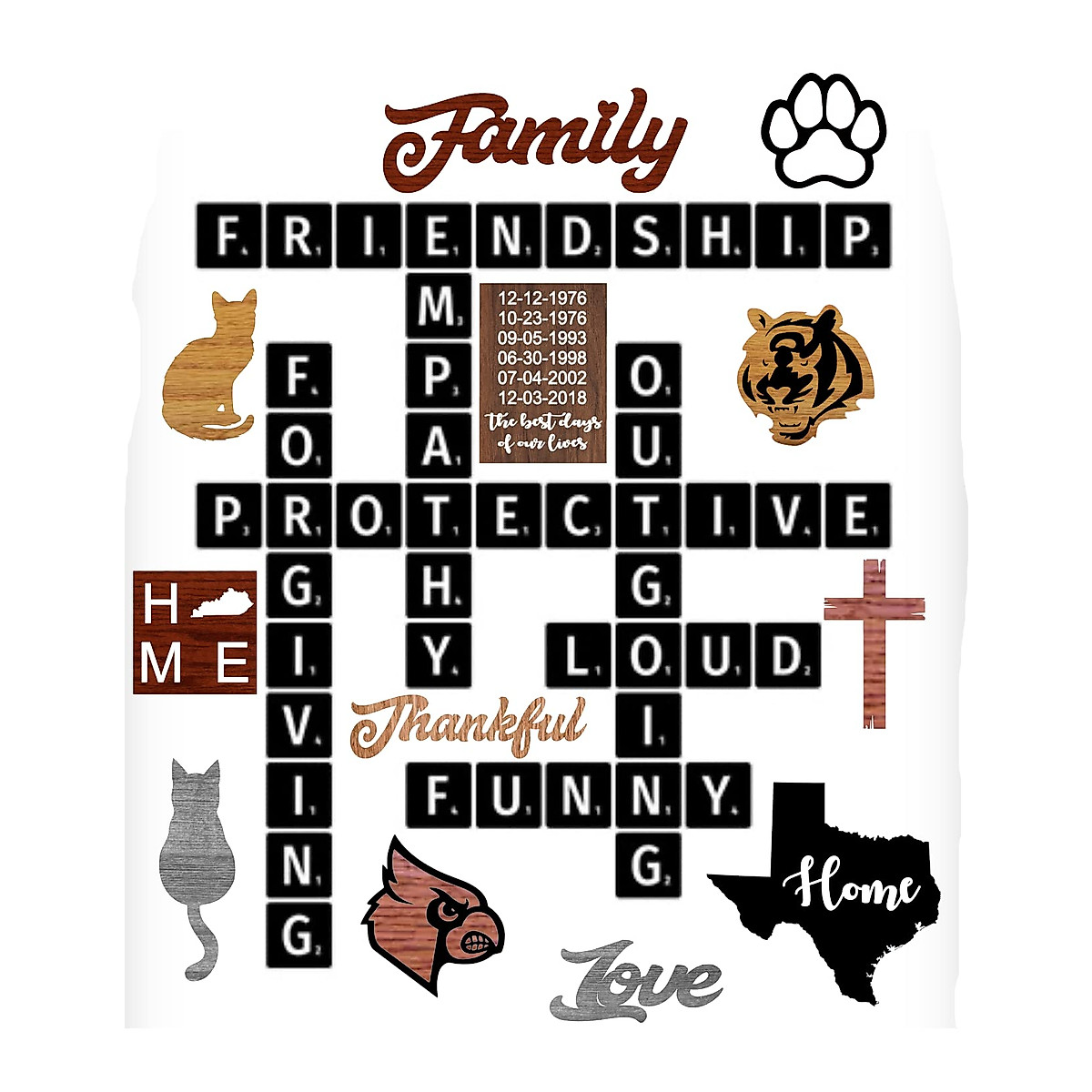 Scrabble 4 x 4 Tiles, Wooden Wall Ready to Hang Tiles, Wall Decor, Farmhouse Style, Scrabble Pieces, Personalized Sign, Wooden Letters