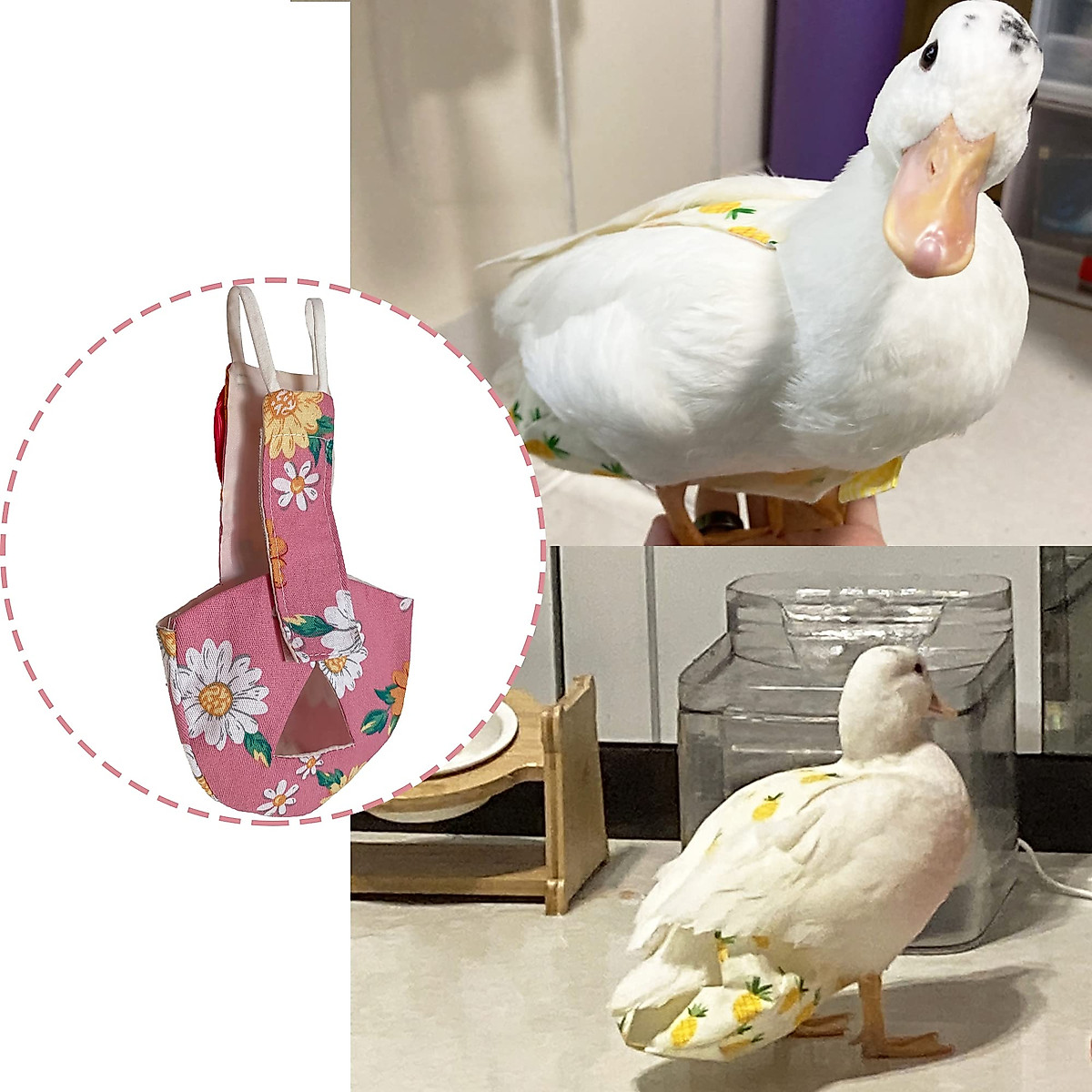 PIEITI Waterproof Call Duck Diaper for Real Ducks Clothes Nappy to Keep Home Clean, Reusable Diapers for Cole Duck with Enlarged Bag for Duck Feces Pee, Poultry Supplies(L)