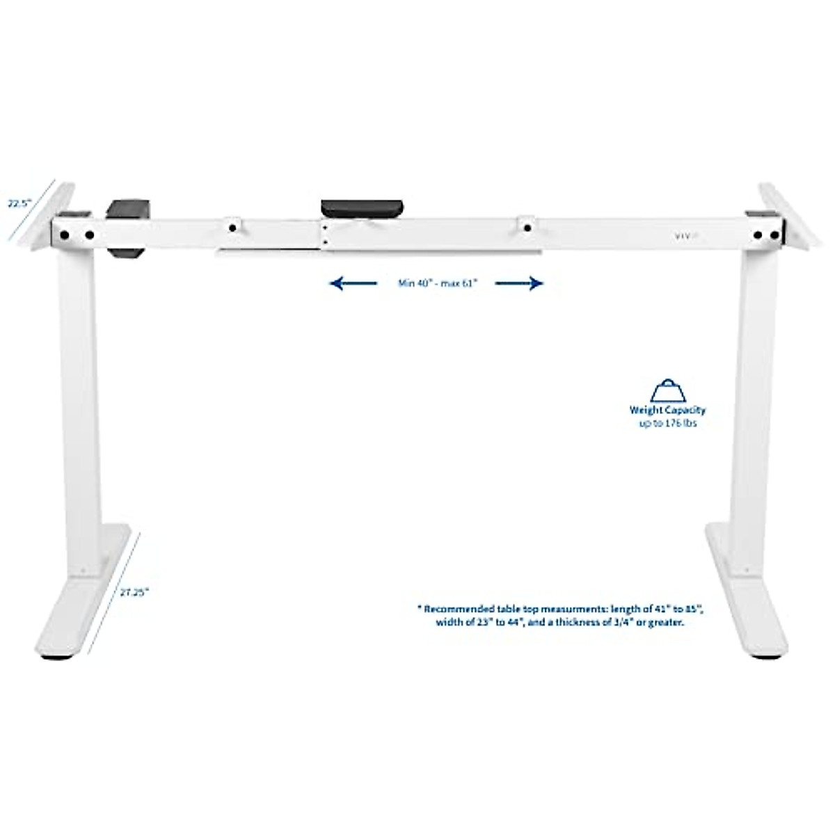 VIVO Electric Stand Up Desk Frame Workstation with Memory Touch Pad, Single Motor Ergonomic Standing Height Adjustable Base, White, DESK-V102EW