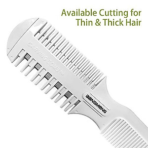 BANGMENG Hair Cutter Comb,Shaper Double Edge Razor,Split Ends Hair Trimmer Styler, For Thin & Thick Hair Cutting and Styling, Extra 5 Blades Included.