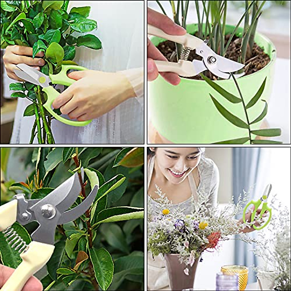 Sunnyac Garden Pruning Shears Scissors, 2 Pack Gardening Tools Hand Pruners, Floral Secateurs, Tree Trimmer, Clippers for Cutting Flowers and Plants, Trimming Branches, Bonsai, Fruits Picking (Color1)