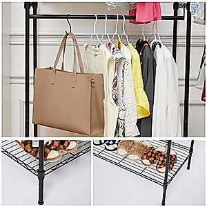 Clothing Rack with Shelves,Large Heavy Duty Wire Garment Rack,Adjustable Clothes Racks for Hanging Clothes,74x 18x 78.4Inches,Metal Rack for Bedroom (Diameter 19mm,Horizontal/L Shape Combination)