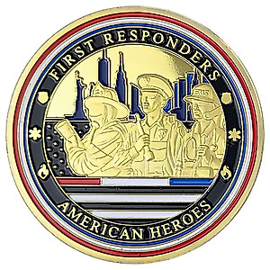 First Responders Challenge Coin American Heroes EMS Police Firefighter Gift