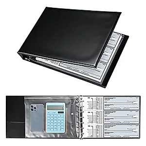 7 Ring Business Check Book Binder, 600 Checks Capacity for 9" x 13" Sheets, PU Leather Checkbook Holder with Zip Pouch