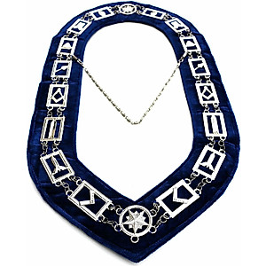 14Stars Masonic Regalia Past Master Mason Blue Lodge Apron Square Chain Collar and Compass Gloves with Lightweight Masonic Regalia Soft CaseApron Holder Set, White and Blue, One Size