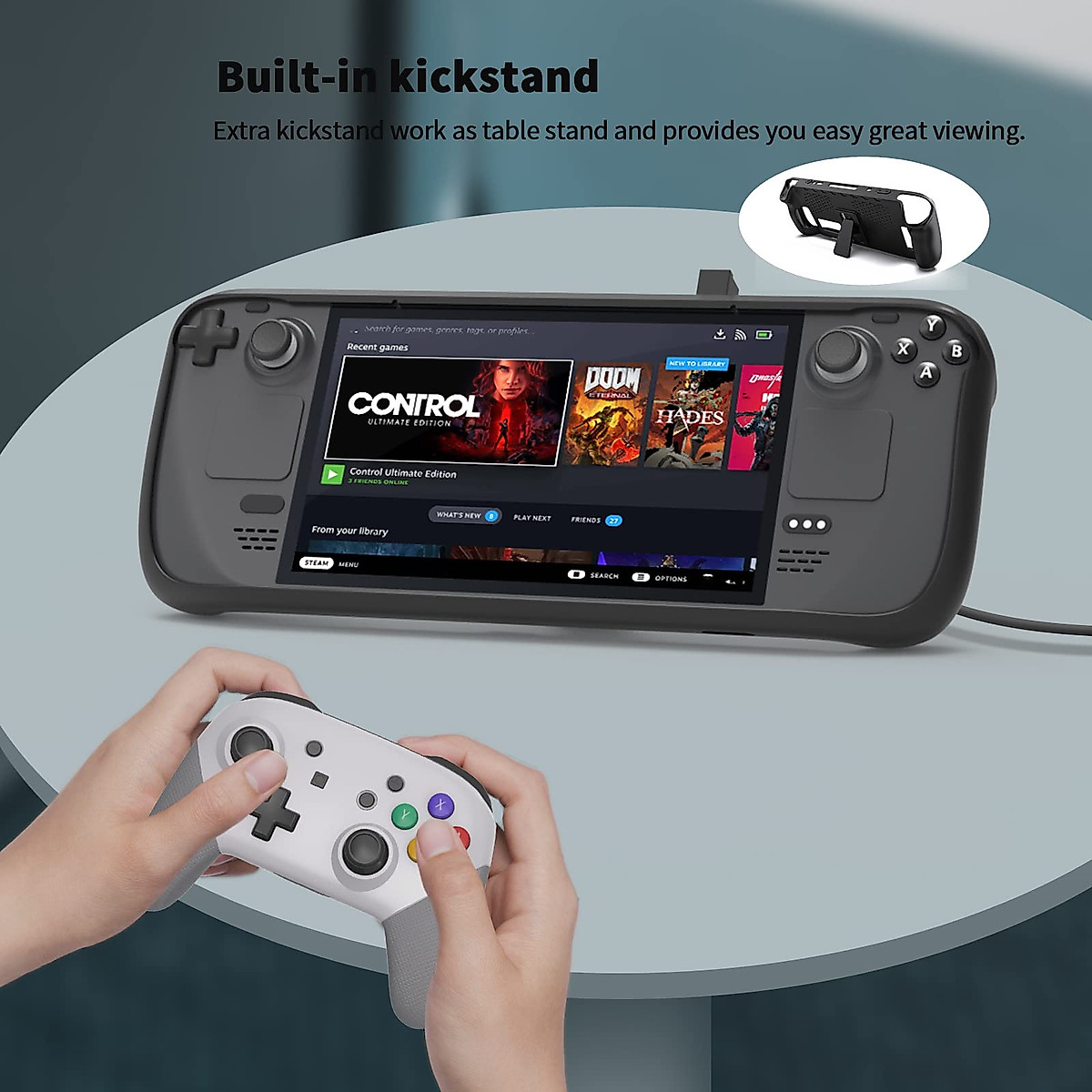 Mayfan Kickstand for Steam Deck, Soft TPU Protective Cover Case for Steam Deck Stand with Button Stickers