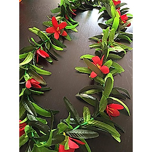 Besutolife Hawaiian Luau Leis Tropical Artificial Flower Leis Necklaces for Graduation Hula Costume Beach Party Hawaiian Luau Party 3 PCS