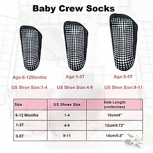 Tenpluszero 12 Pairs Baby Socks - Baby Non Slip Crew Socks for Little Boys Girls Toddler Kids Infants (Multicolor, 1-3 Years)