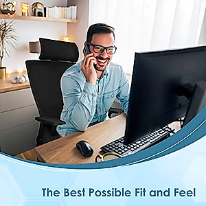 Ergonomic Office Chair with Footrest - Reclining Computer Desk Chair with Wheels for Adults, Lumbar Support, Fixed Arm Rests, Adjustable Height, Breathable Mesh Headrest & Back Rest