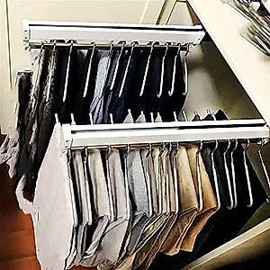 OMOONS Drying Racks,Clothes Rail Pull-Out Closet Drying Rack Slide/Trouser Rack,Space-Saving Wardrobe Drying Rack,Household Storage Rack,for Scarf/Jeans/Towel/500Mm