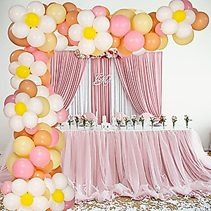 Daisy Flower Balloon Garland Arch Kit 137 pcs Groovy Flower Foil Balloons Boho Pastel Pink Yellow White Orange Birthday Party Decorations for Girls Bridal Baby Shower Wedding Carnival Holiday