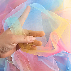 HAVII 63" × 8yard Rainbow Tulle Fabric Rolls Sheer Tulle Ribbon Netting Fabric Gradient Tulle Bolt Spool for Table Tutu Skirt Dress DIY Birthday Party Baby Shower Decorations