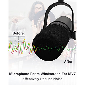 Boseen Microphone Boom Arm Stand, Heavy Duty Adjustable Suspension Scissor Mic Stand with Pop Filter, Compatible with Shure MV7, Black Metal, Desktop Stand