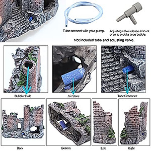 fazhongfa Aquarium Castle Air Bubbler Fish Tank Decorations for Betta Fish Ornament Small and Medium Fish Accessories Decor Betta House Toys (Air Pump is Not Include)